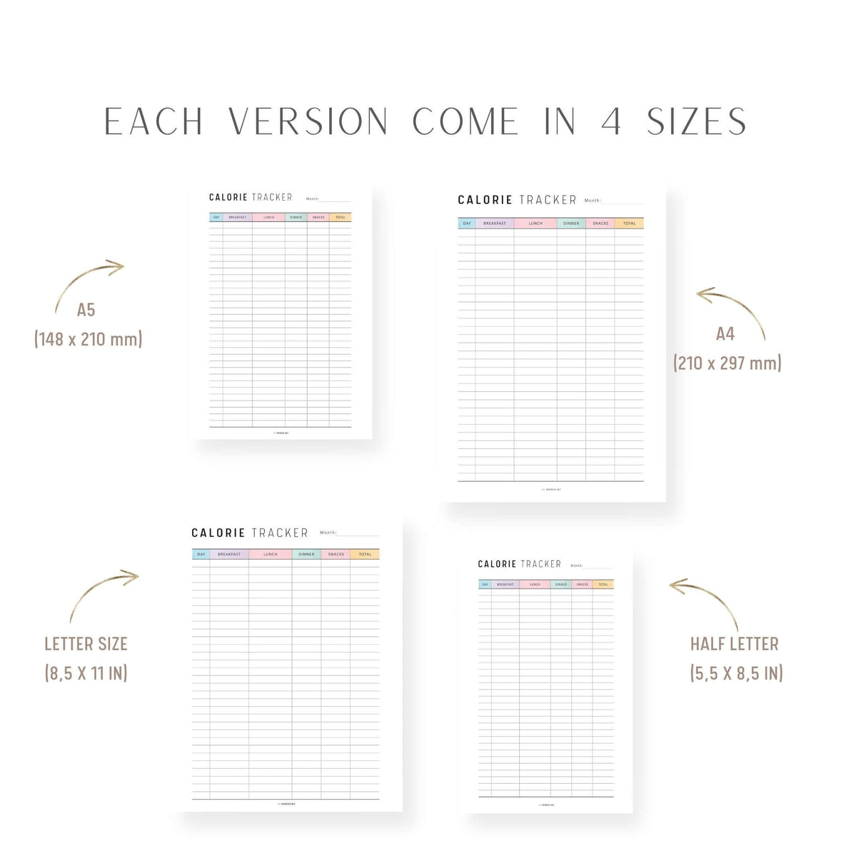 Food Calorie Tracker Printable - M390 – mrsneat
