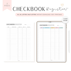 Checkbook Register Printable - M444 – mrsneat