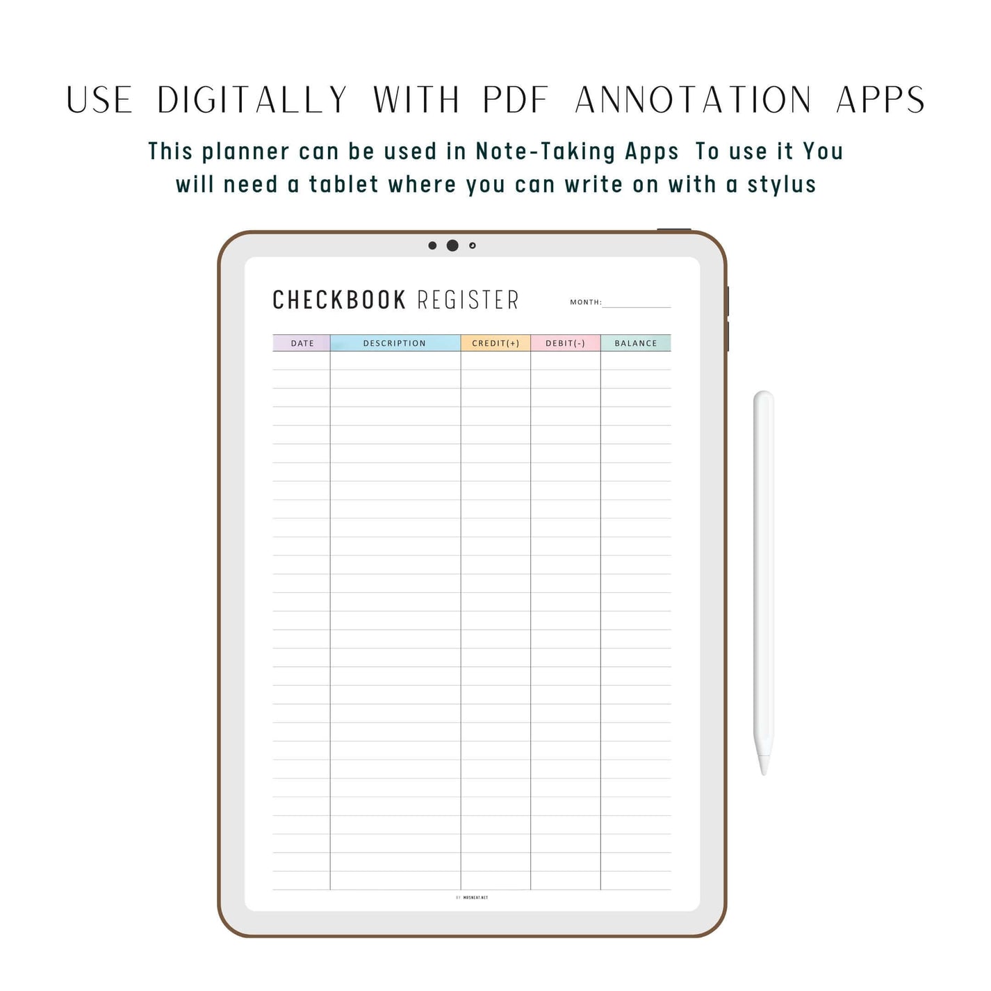 Checkbook Register Printable - M444 – mrsneat
