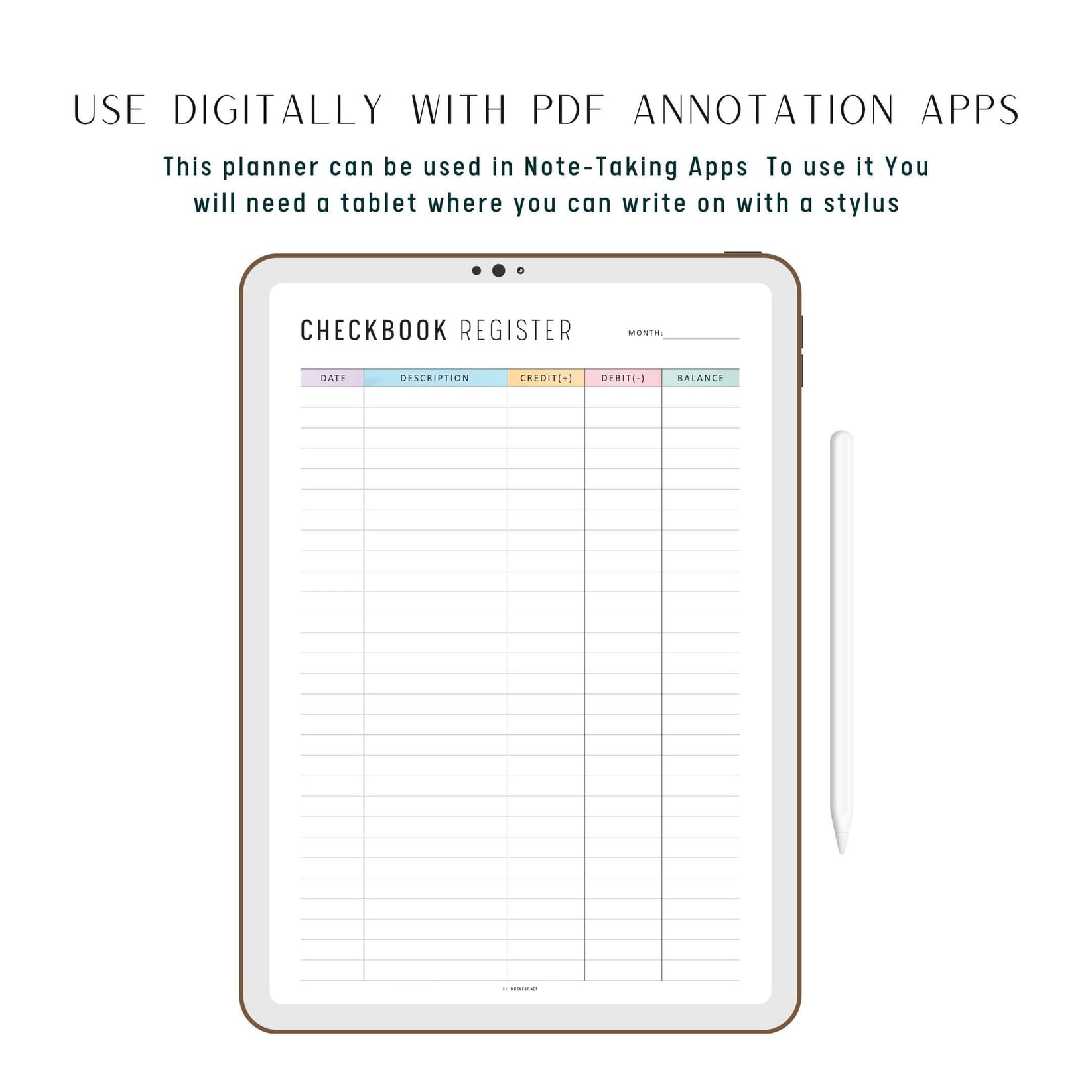 Checkbook Register Printable - M444 – mrsneat