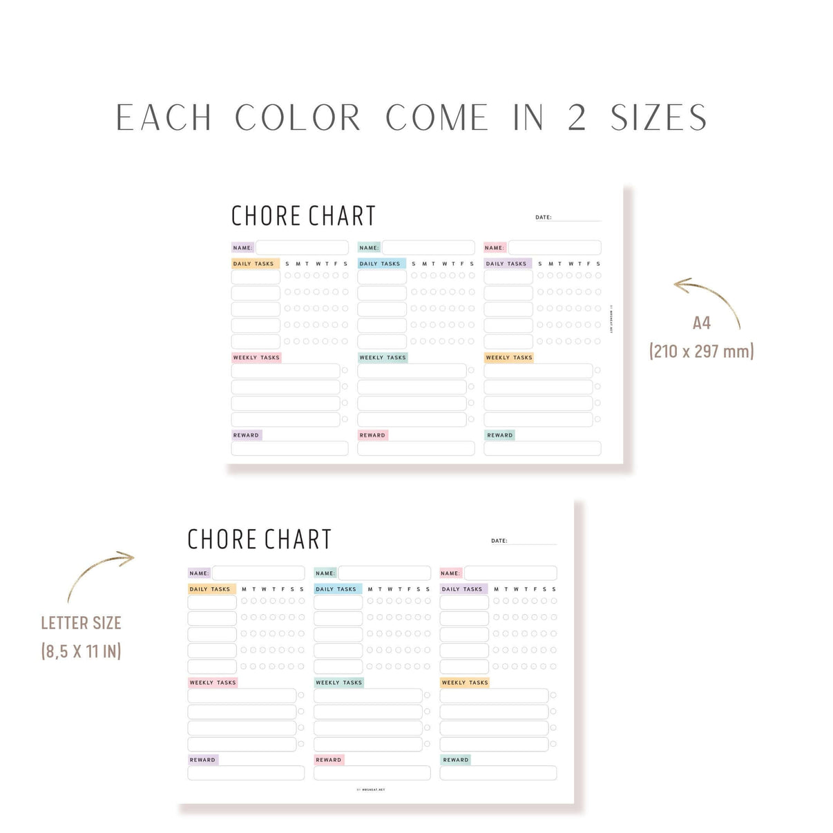 Weekly Chore Chart for 3 Kids or Adults - M486 – mrsneat