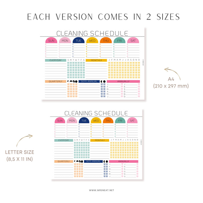 Colorful Cleaning Planner Schedule - M558 – mrsneat