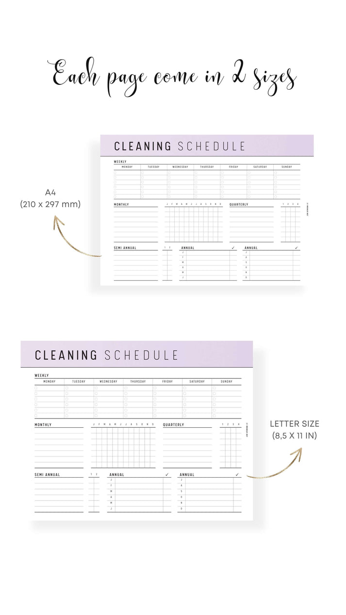 Cleaning Schedule Landscape Template - 2 Versions – mrsneat