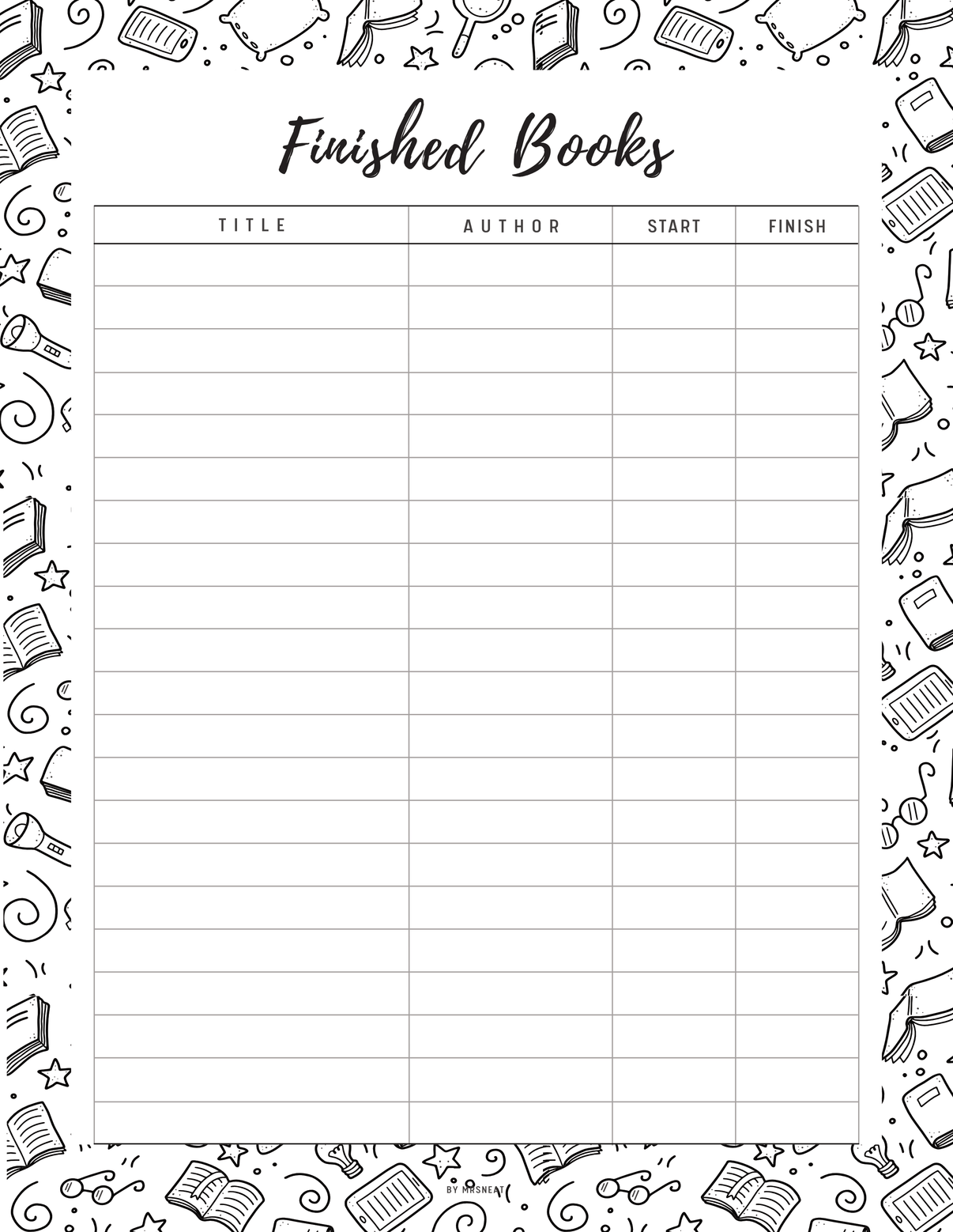 Books I Have Read Template Printable - M424 – mrsneat
