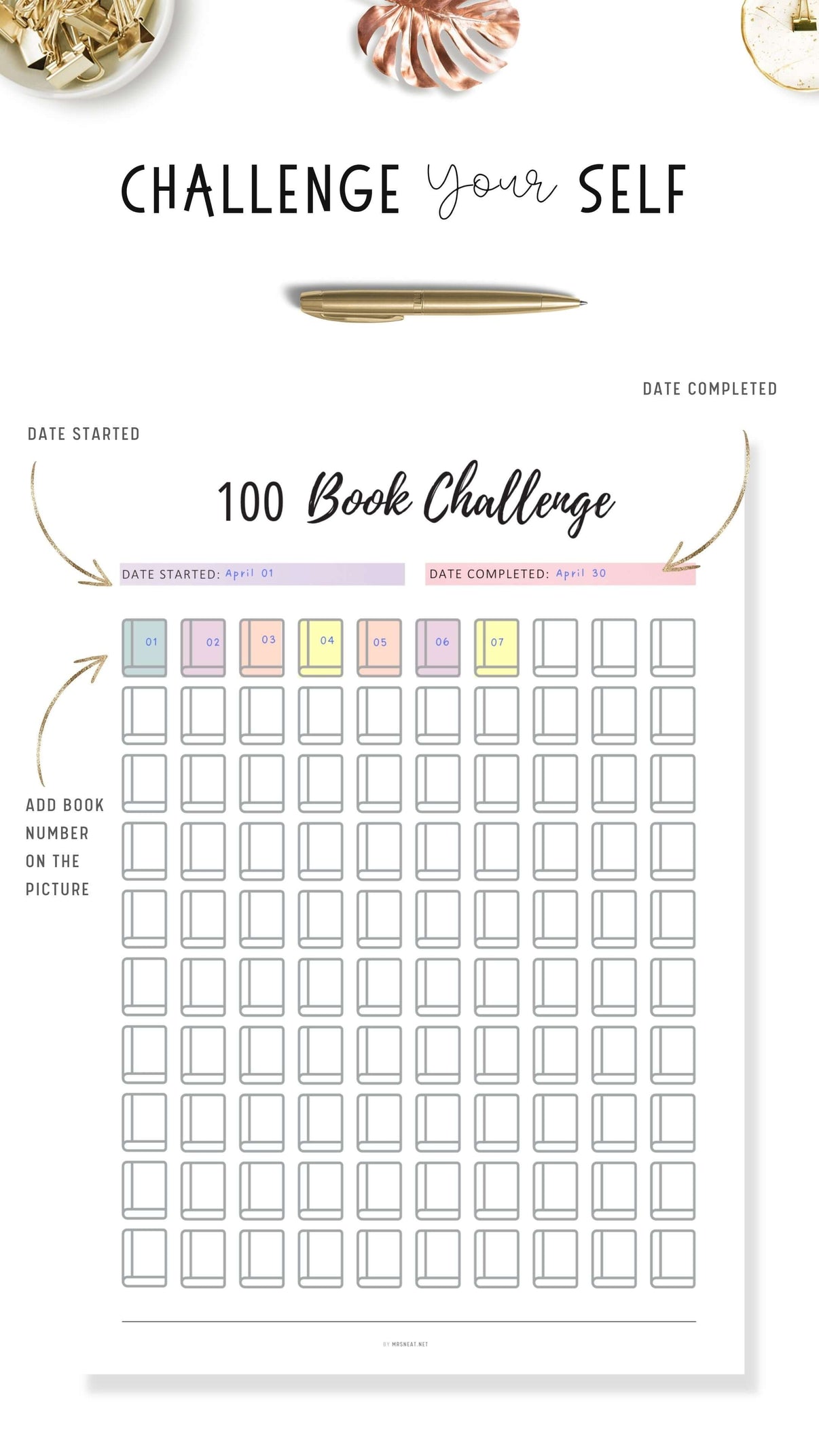 100 Book Challenge Template Printable – mrsneat