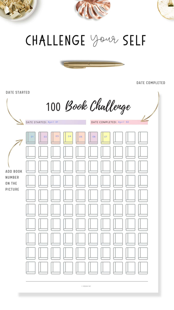 100 Book Challenge Template Printable – mrsneat