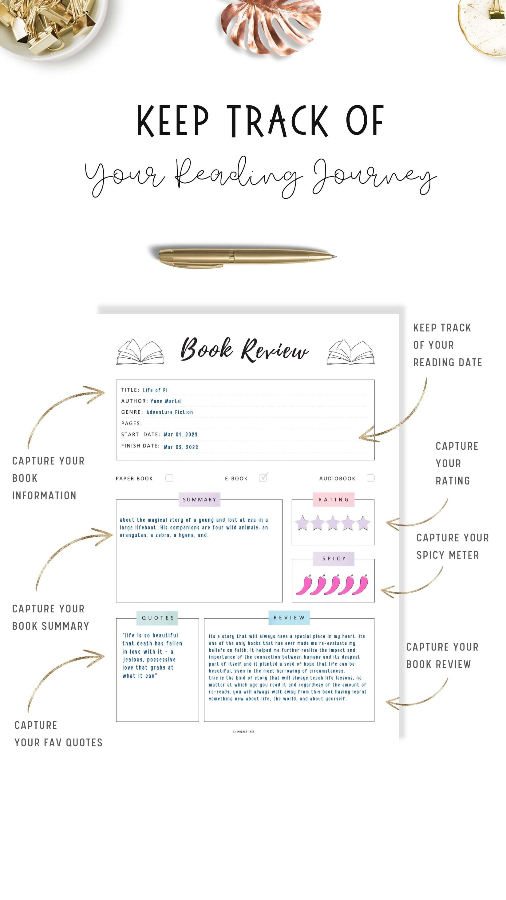 Colorful Book Review Template Vol.02 - M334 – mrsneat