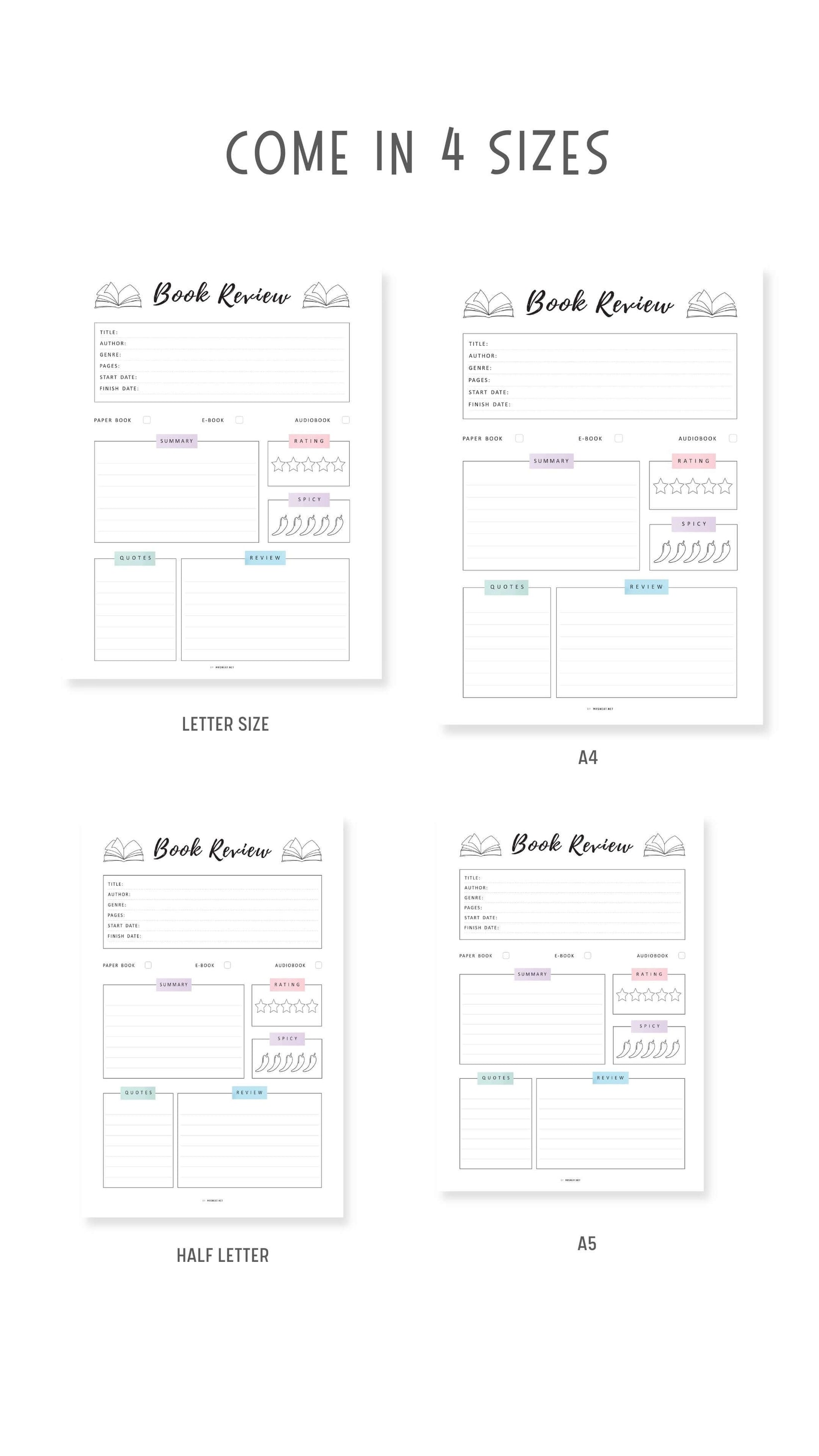 Colorful Book Review Template Vol.02 - M334 – mrsneat