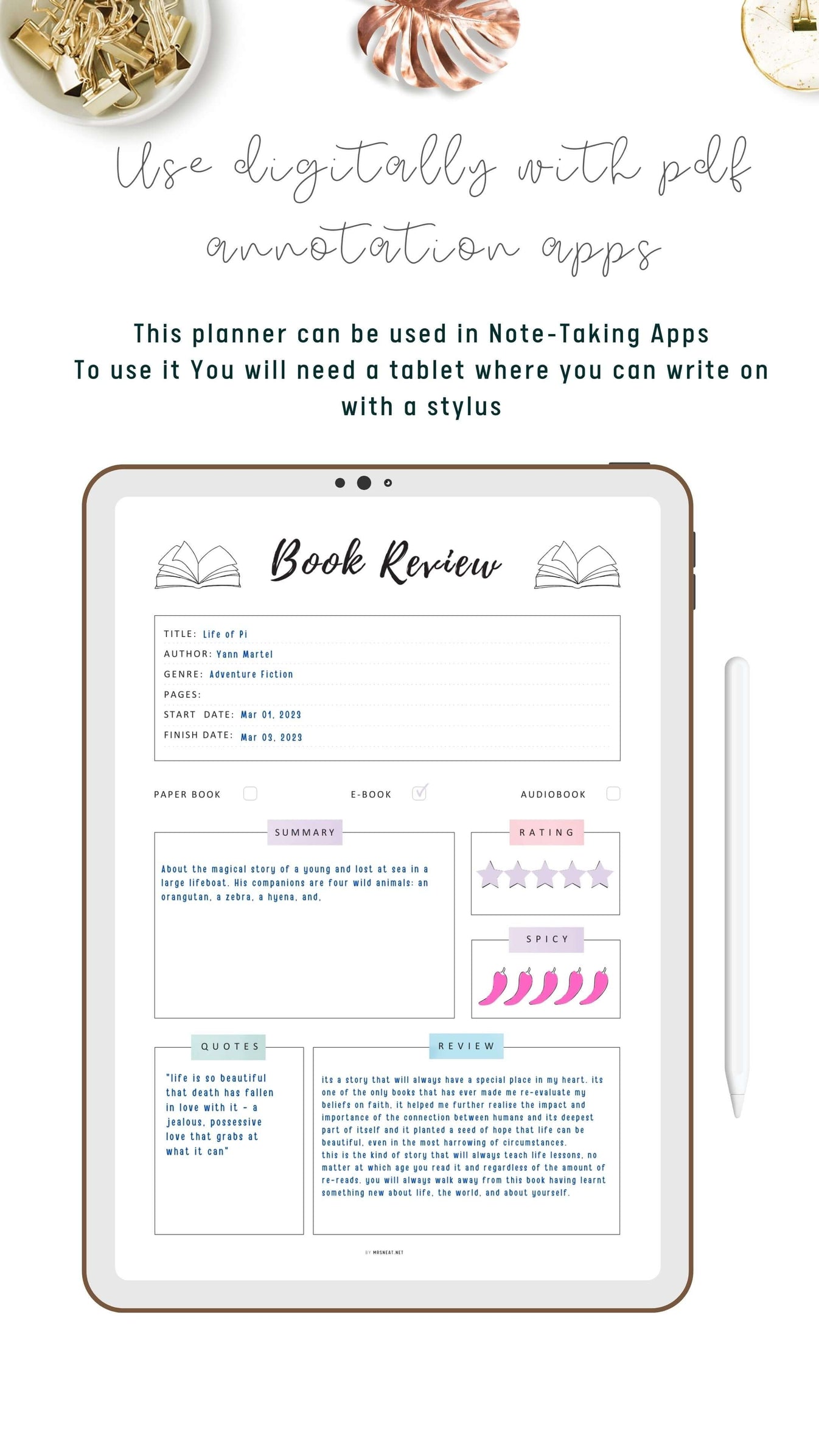 Colorful Book Review Template Vol.02 - M334 – mrsneat
