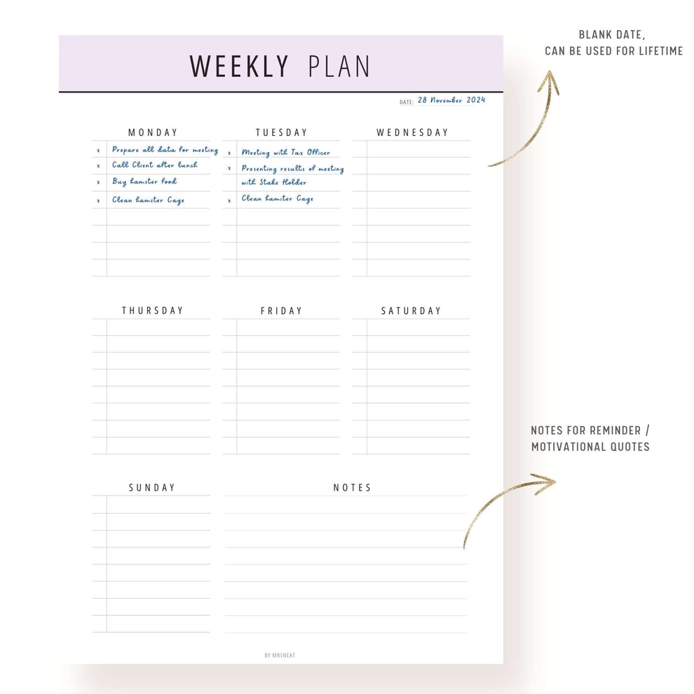 Daily Weekly Monthly Planner Bundle Printable - M278 – mrsneat