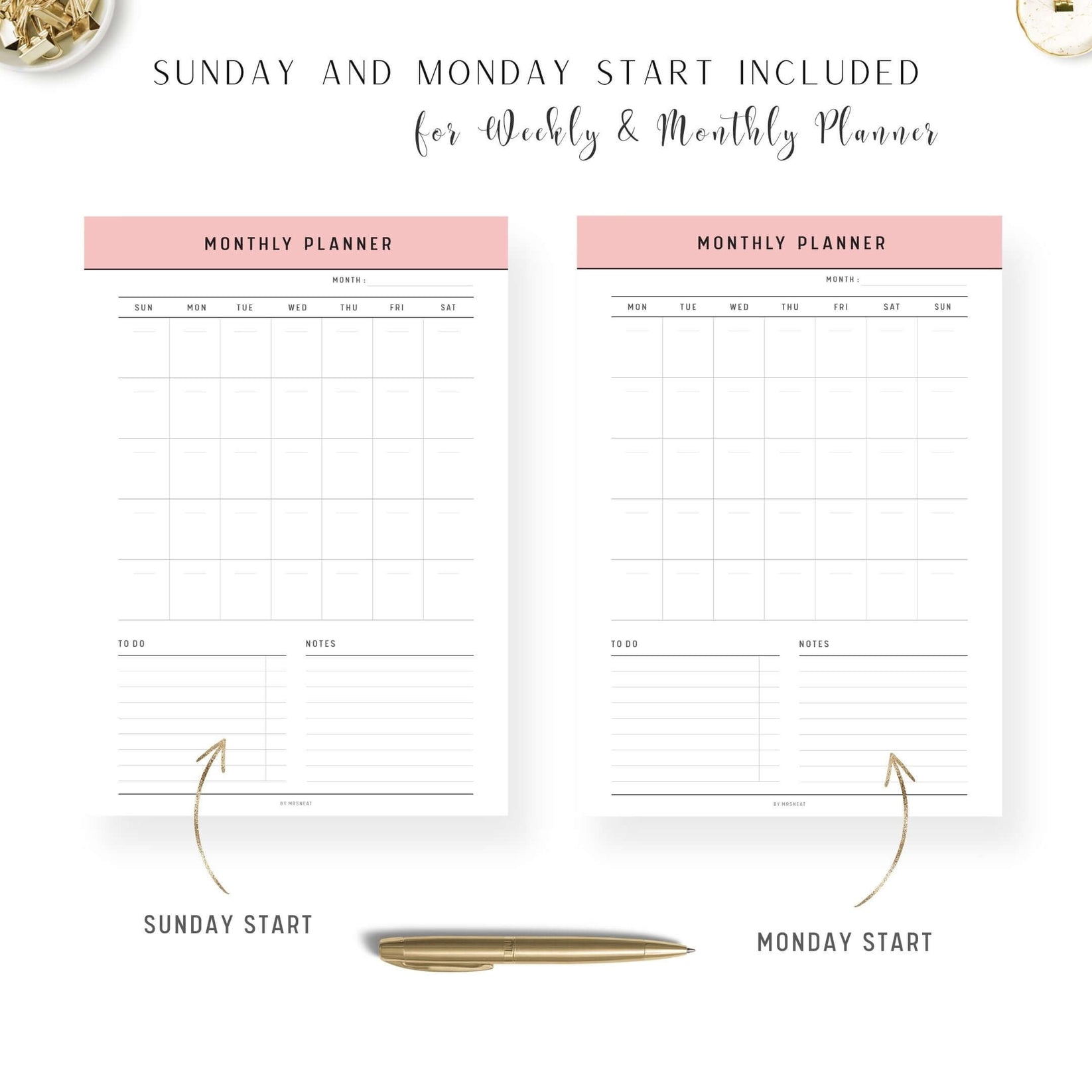 Daily Weekly Monthly Planner Bundle Printable - M278 – mrsneat