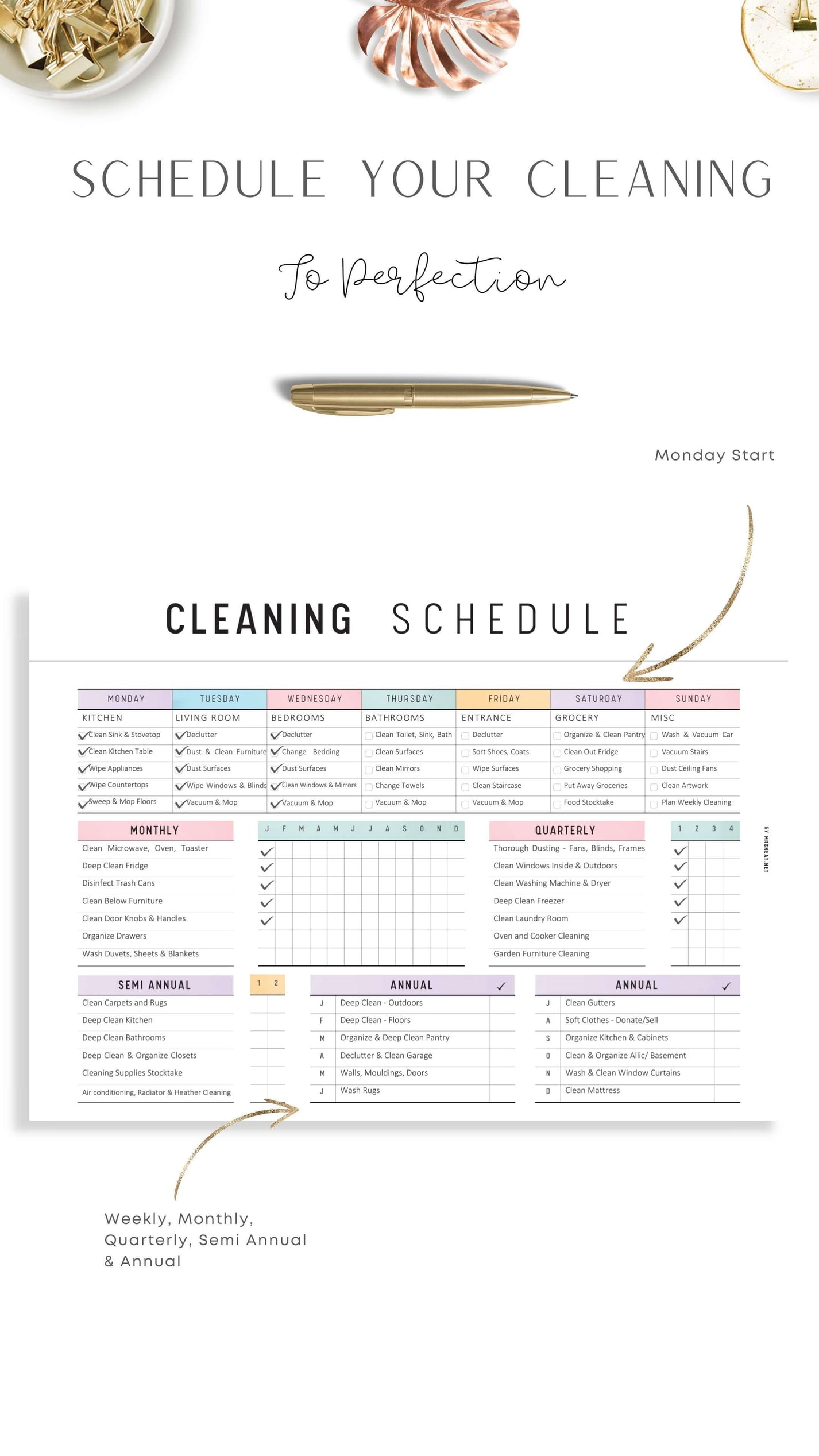 Colorful Cleaning Schedule Template - M320 – mrsneat