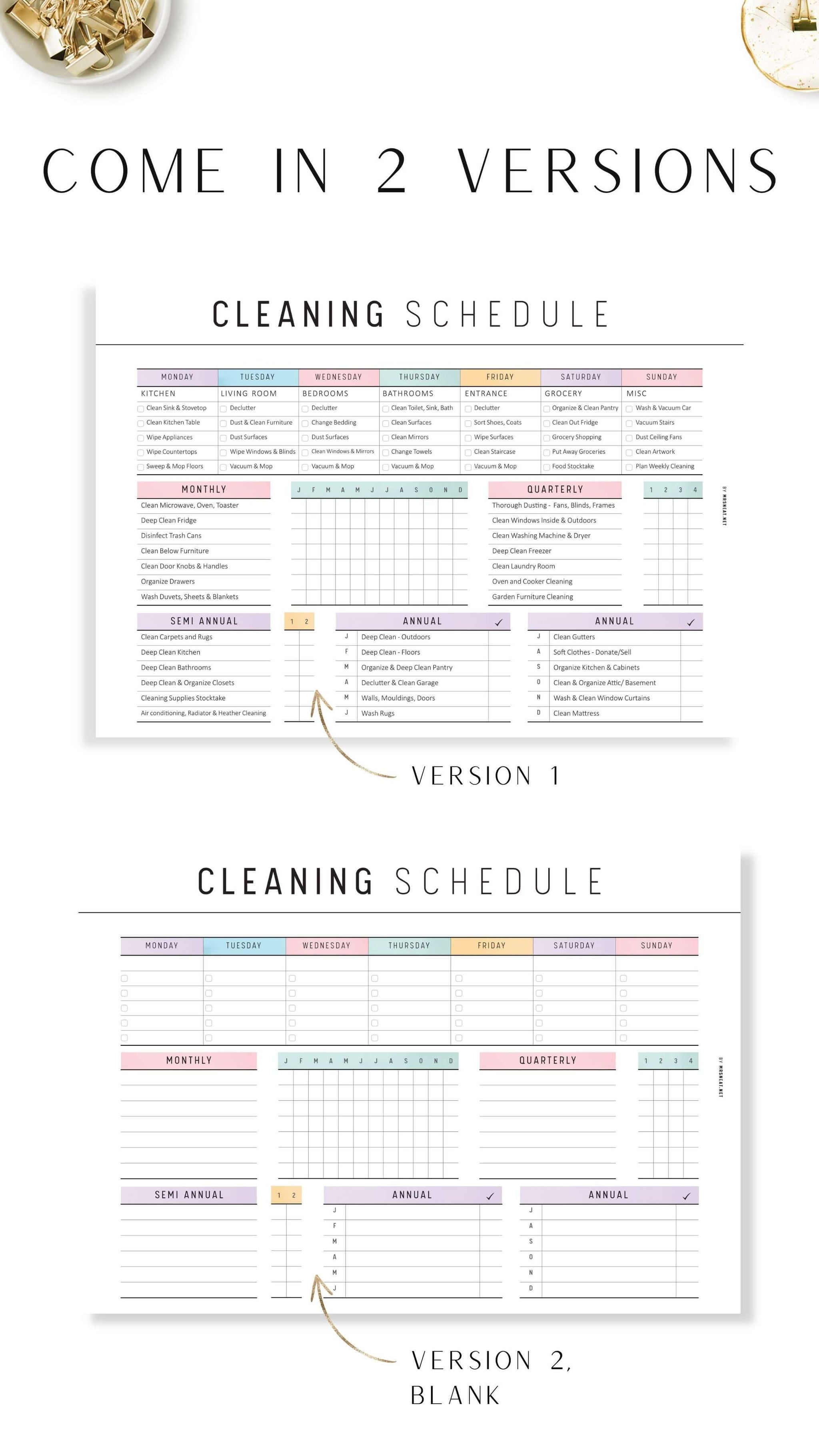 Colorful Cleaning Schedule Template – mrsneat