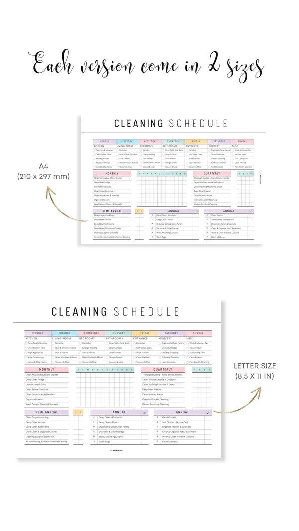 Colorful Cleaning Schedule Template – mrsneat