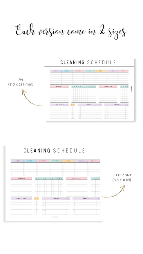 Colorful Cleaning Schedule Template – mrsneat