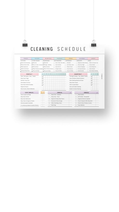 Colorful Cleaning Schedule Template – mrsneat