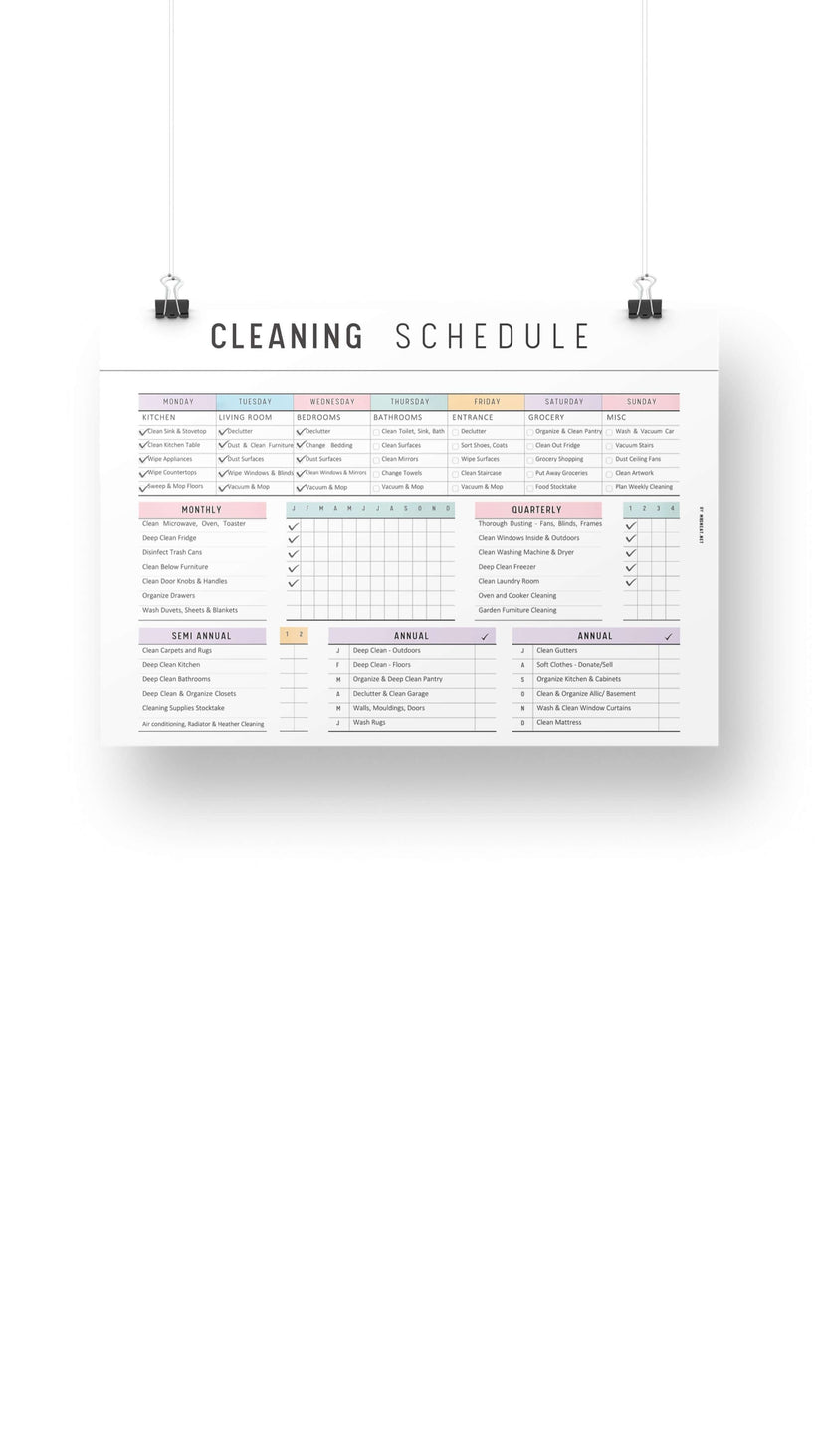 Colorful Cleaning Schedule Template – mrsneat
