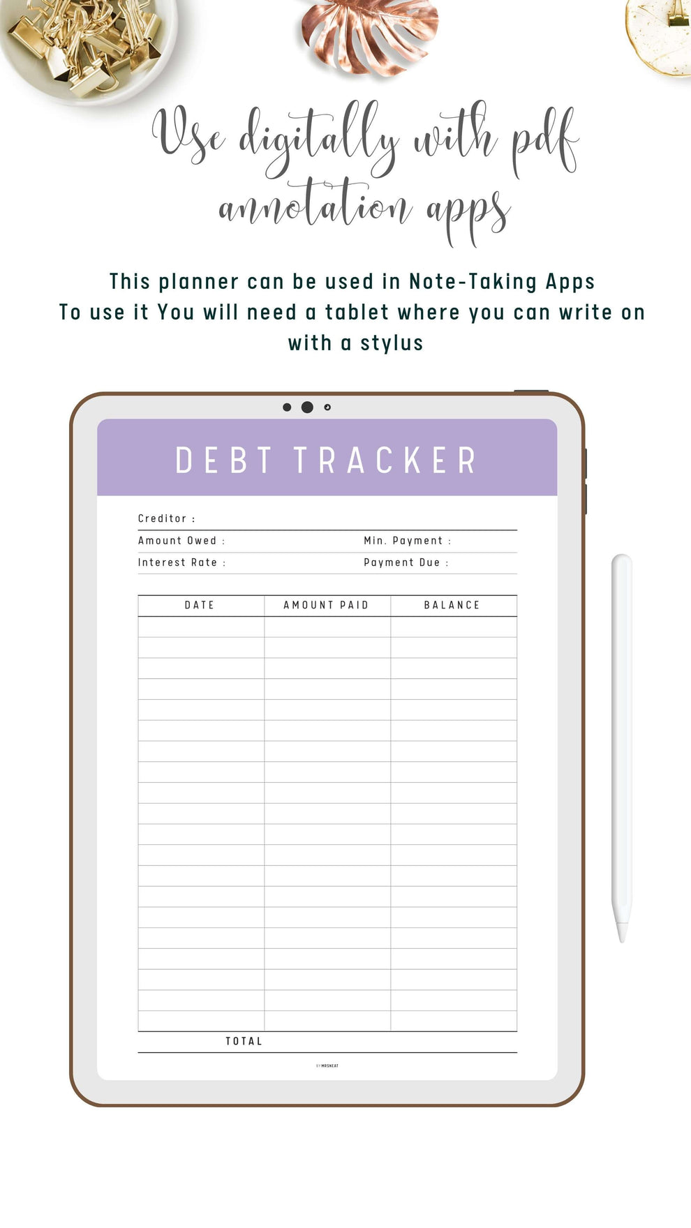 Debt Payment Tracker Template Printable – mrsneat