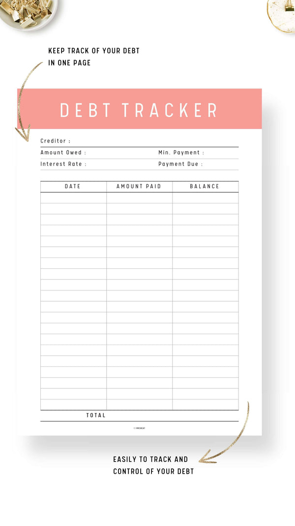 Debt Payment Tracker Template Printable – mrsneat