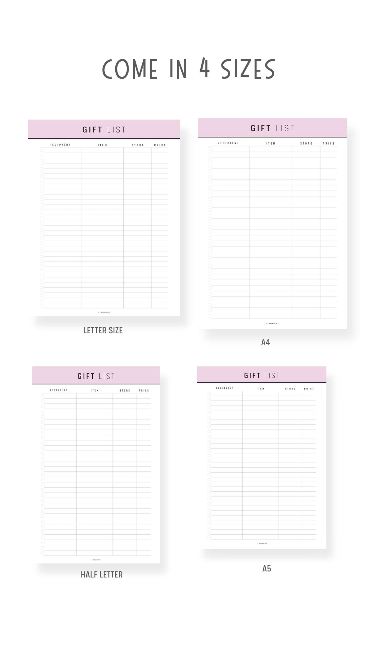 Gift List Template PRINTABLE - M275 – mrsneat