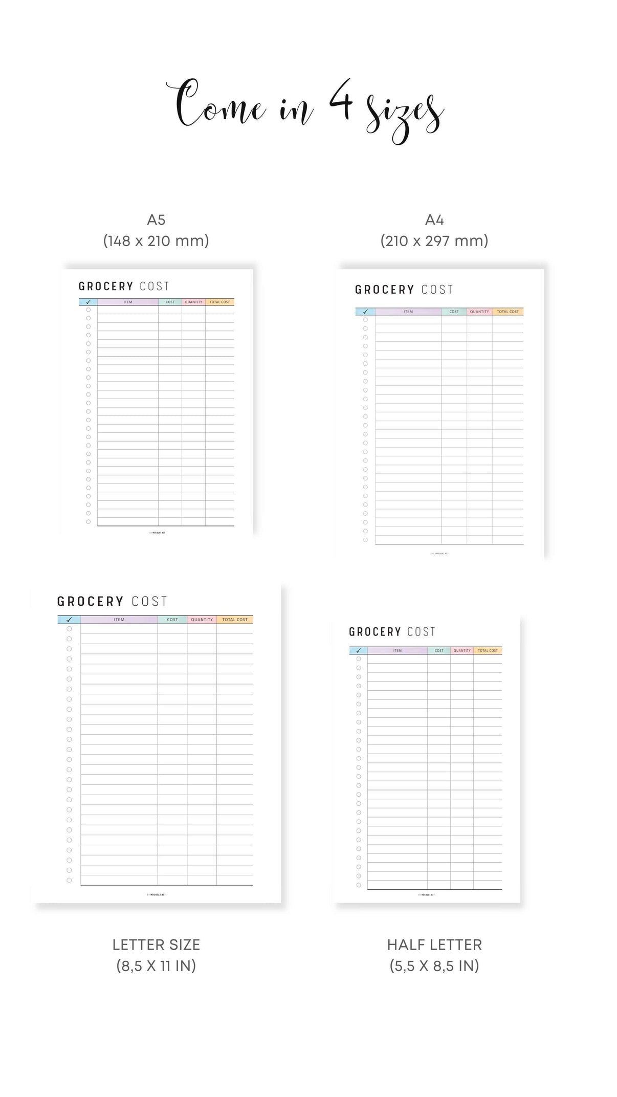 Grocery Budget Planner Printable – mrsneat