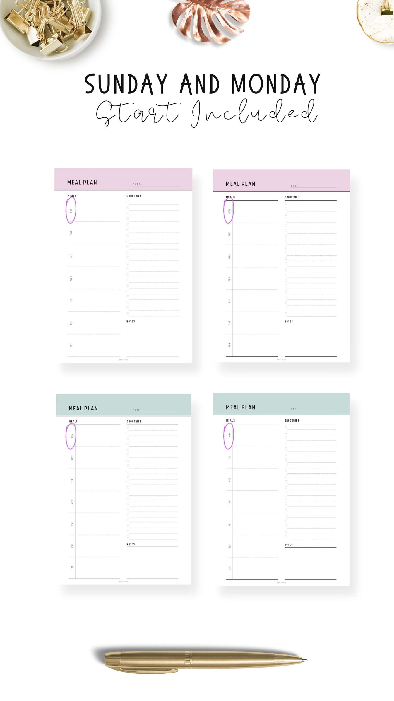 Weekly Meal Plan with Grocery List Template – mrsneat