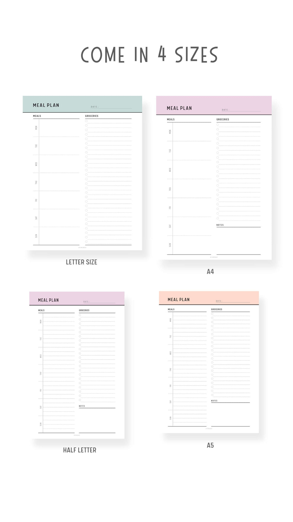 Weekly Meal Plan with Grocery List Template – mrsneat