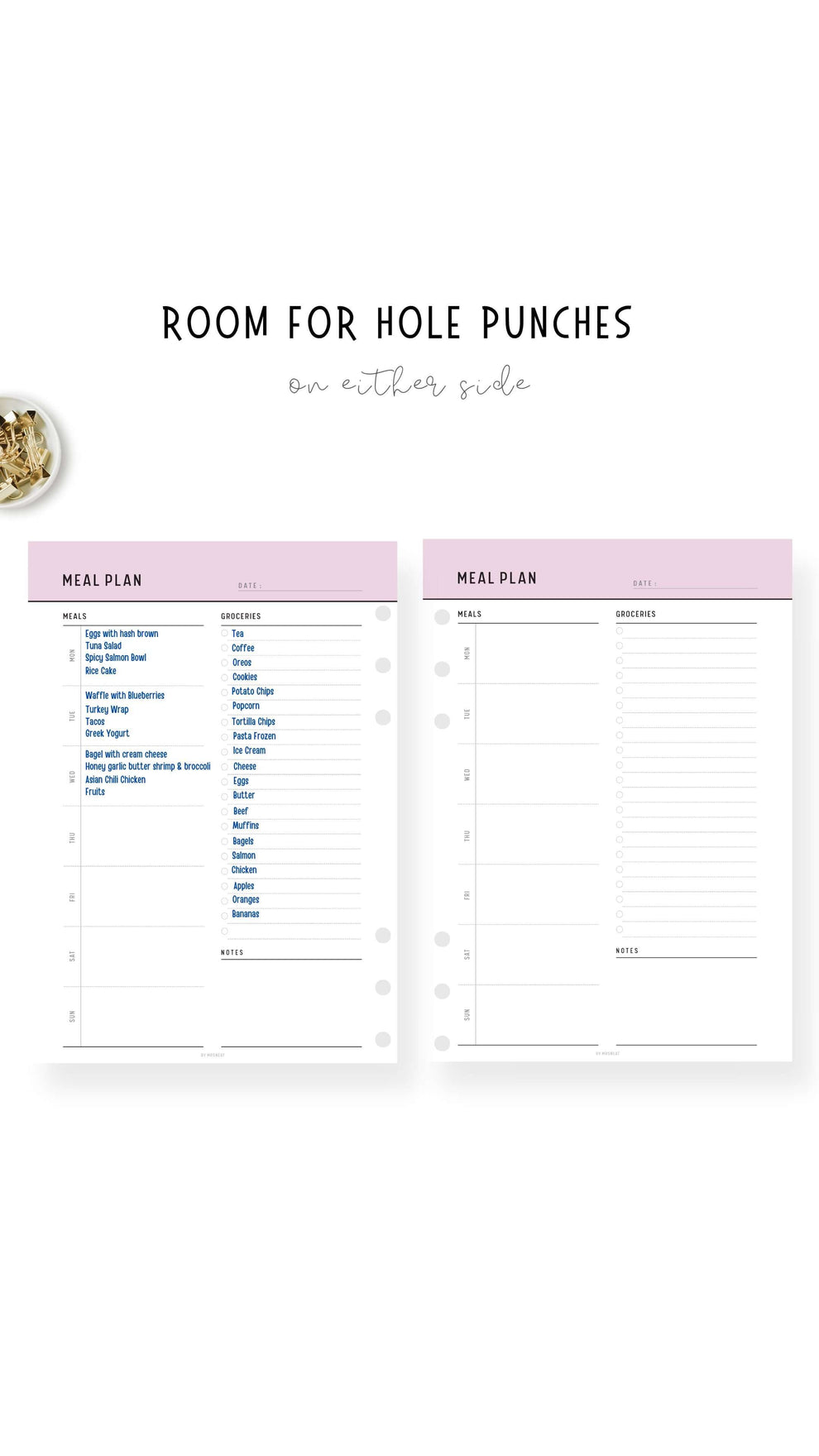 Weekly Meal Plan with Grocery List Template - M269 – mrsneat
