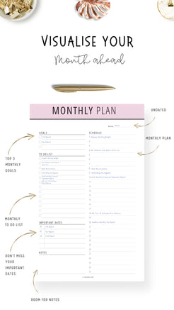 Monthly Planner Template Printable PDF – mrsneat