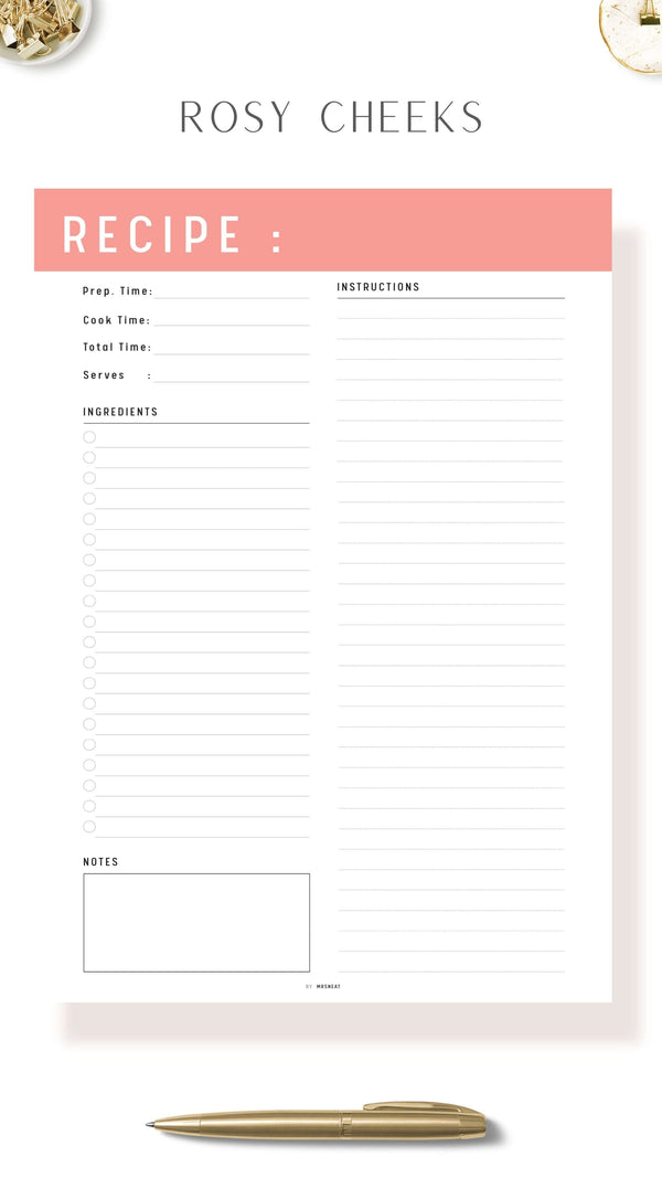Simple Recipe Page Template - M248 – mrsneat