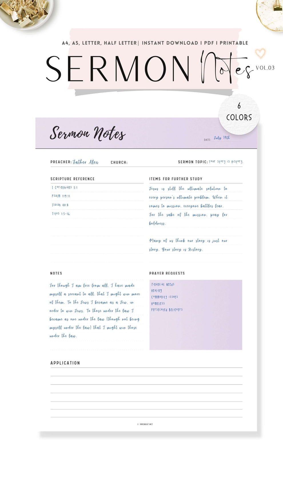 Printable Sermon Notes PDF - M329 – mrsneat