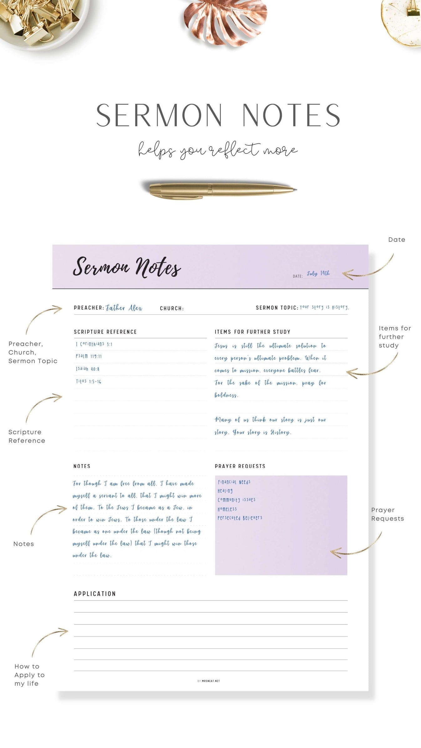 Printable Sermon Notes PDF - M329 – mrsneat