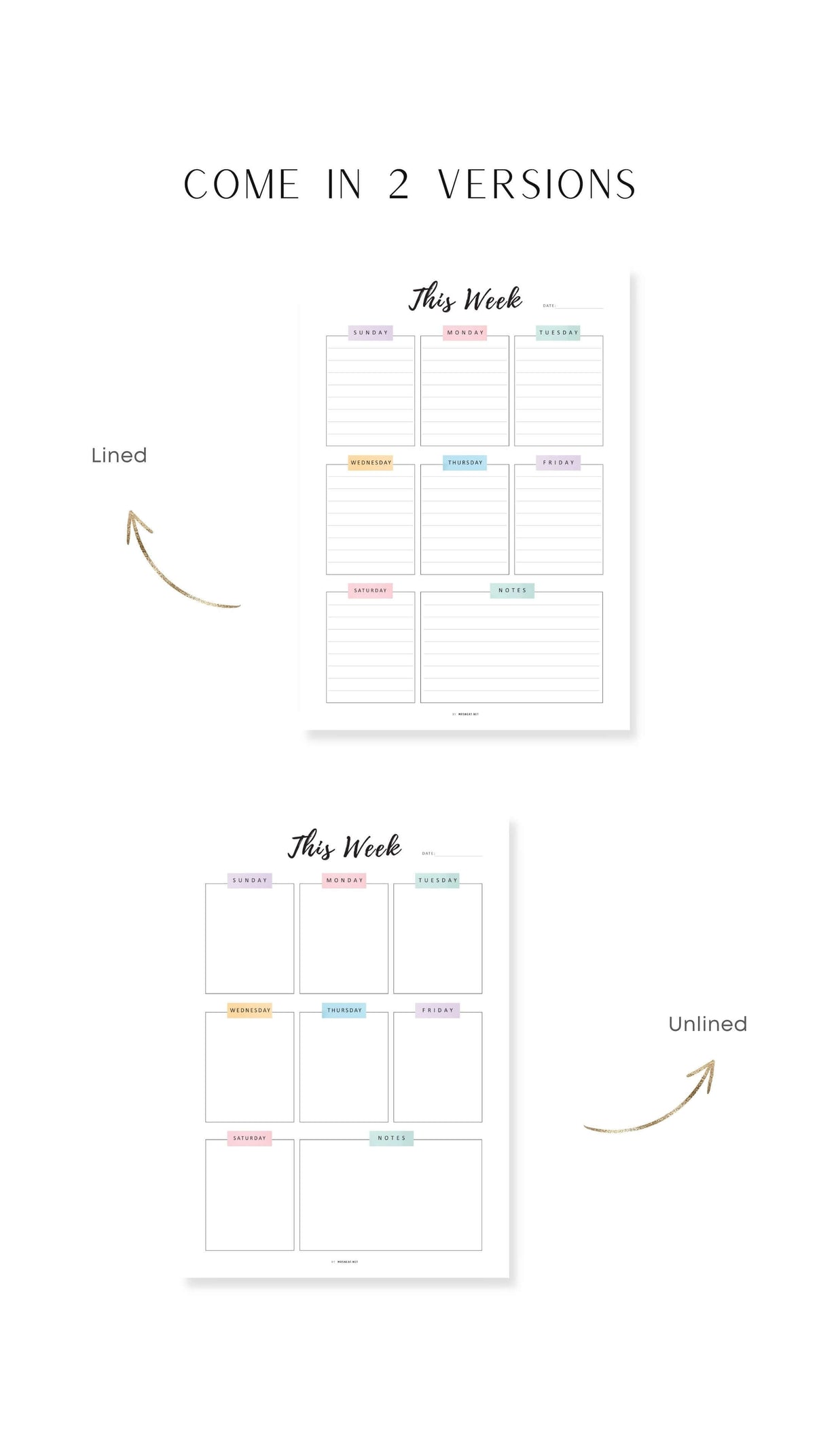 Colorful This Week Planner Template - 2 Versions - M331 – mrsneat