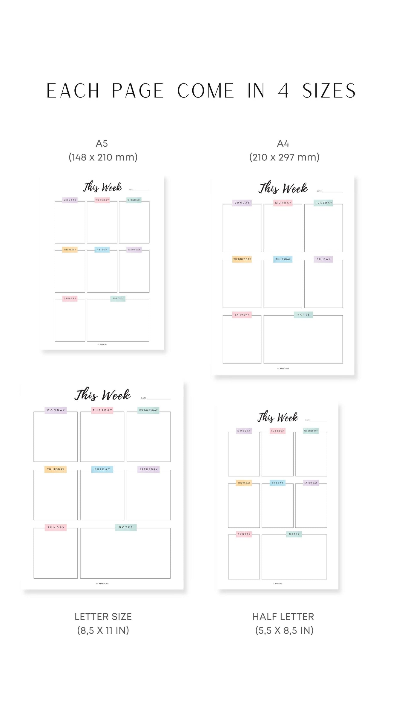 Colorful This Week Planner Template - 2 Versions - M331 – mrsneat