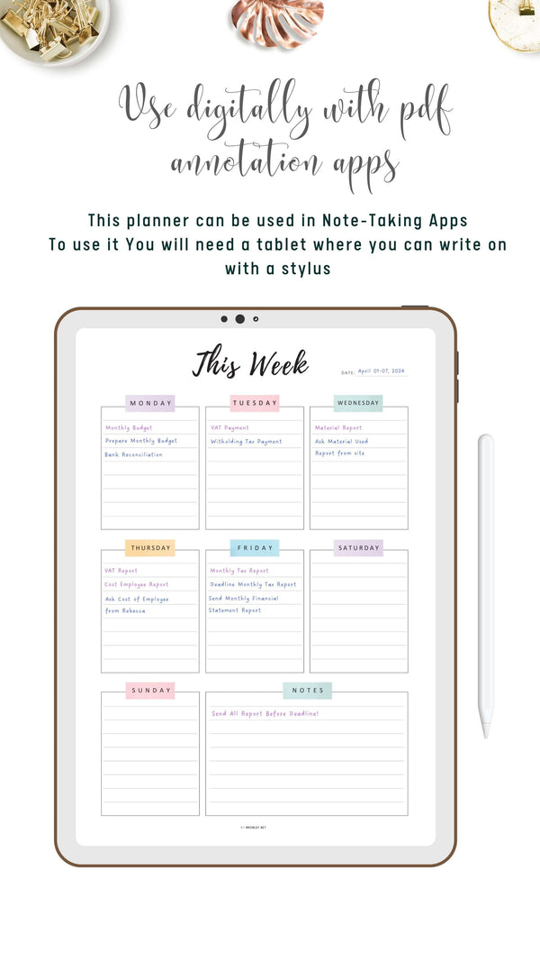 Colorful This Week Planner Template - 2 Versions - M331 – mrsneat