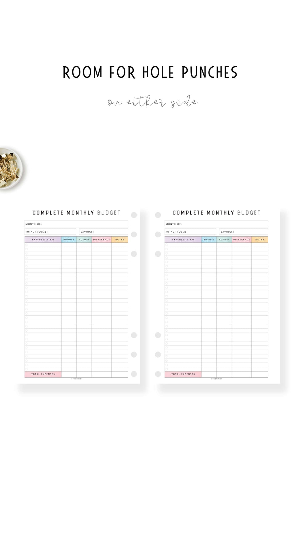 Complete Monthly Budget Template Printable - M396 – mrsneat