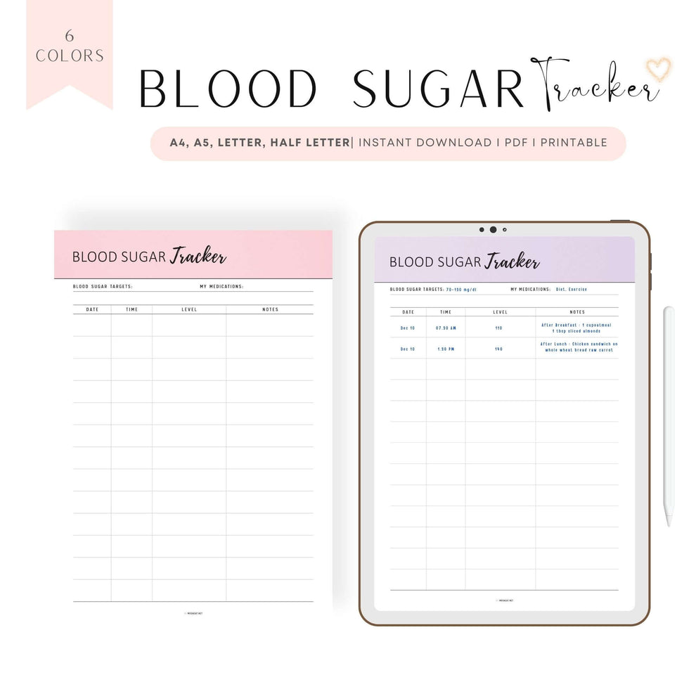 Printable Blood Sugar Tracker – mrsneat