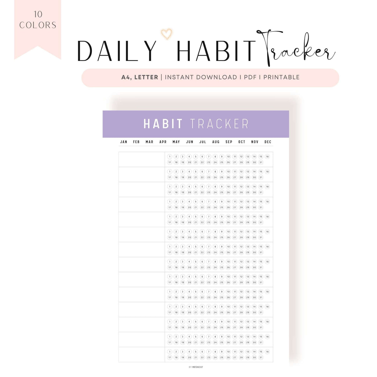 Printable Daily Habit Tracker Template – mrsneat