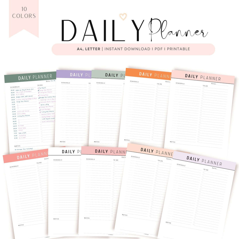 Colorful Minimalist Daily Planner Printable – mrsneat