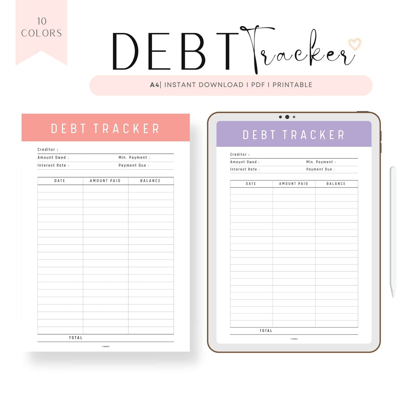 Debt Payment Tracker Template Printable – mrsneat