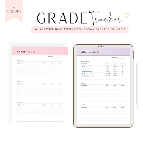 Printable Grade Tracker Template – mrsneat