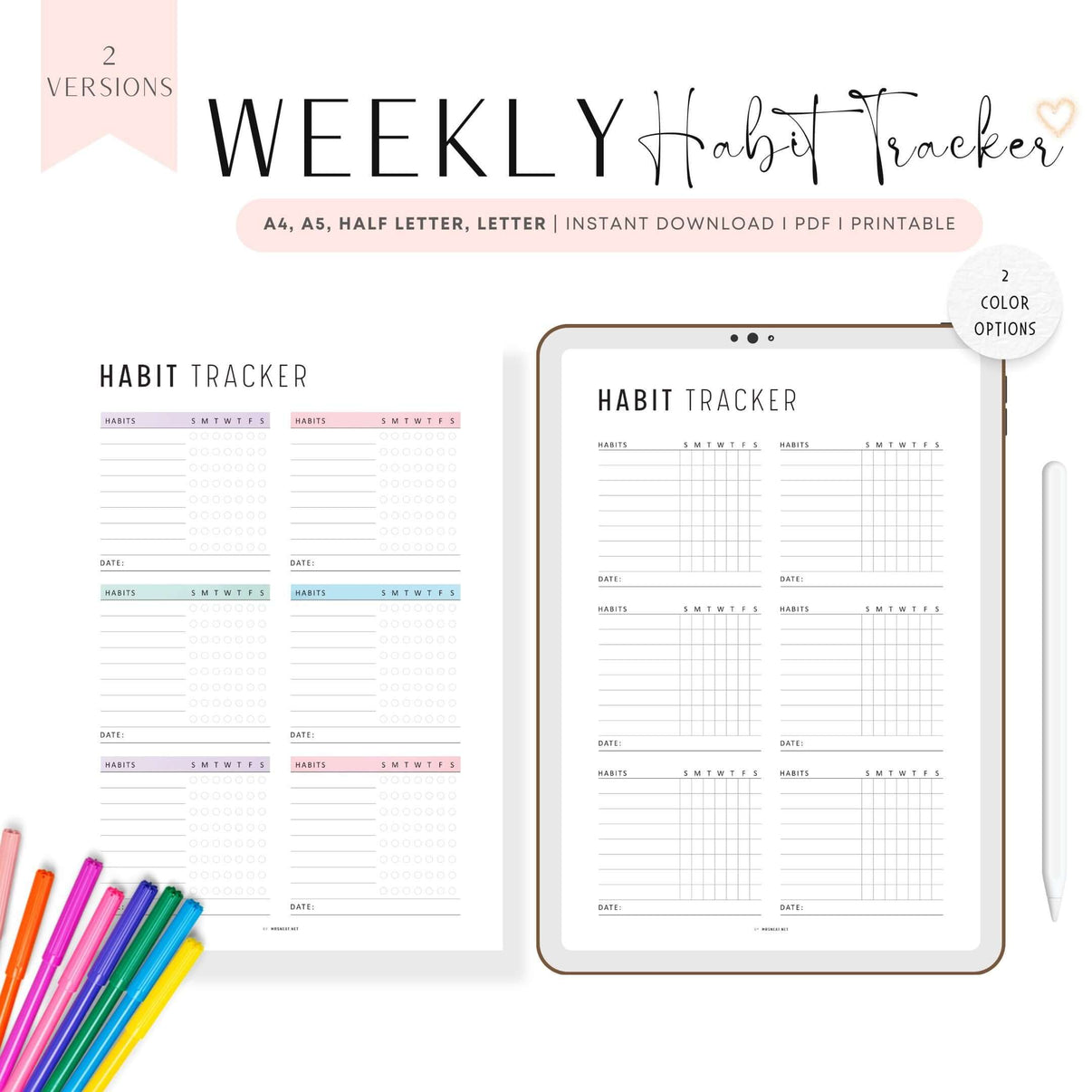 Weekly Habit Tracker Template Printable – mrsneat