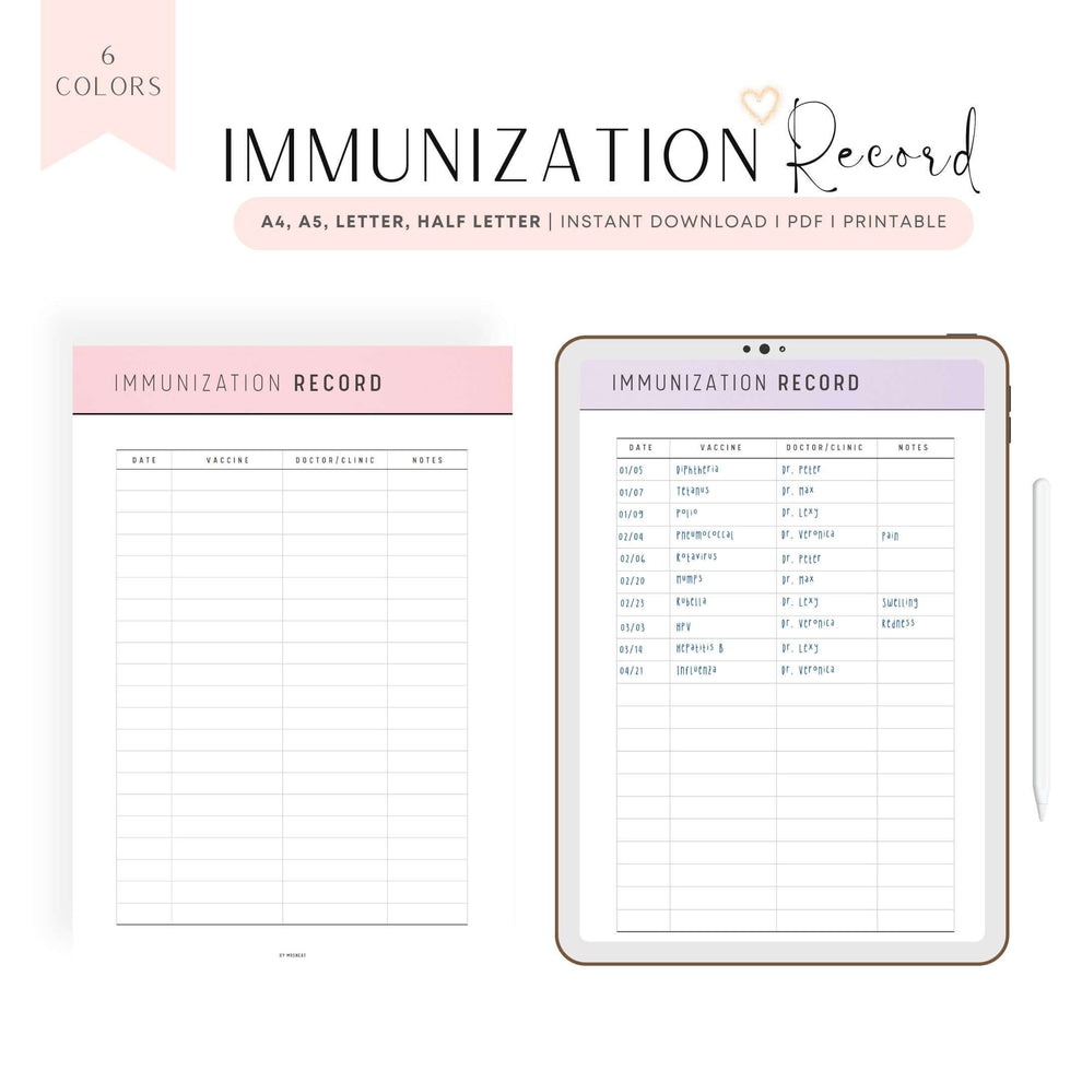 Printable Immunization Record - M303 – mrsneat