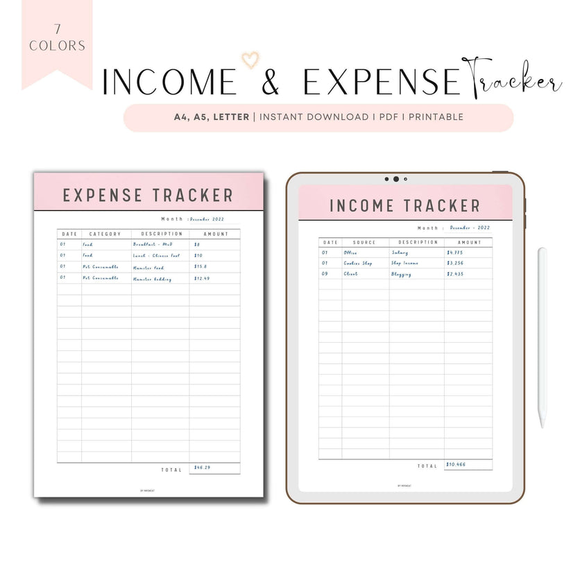 Colorful Income and Expense Tracker Template - M272 – mrsneat