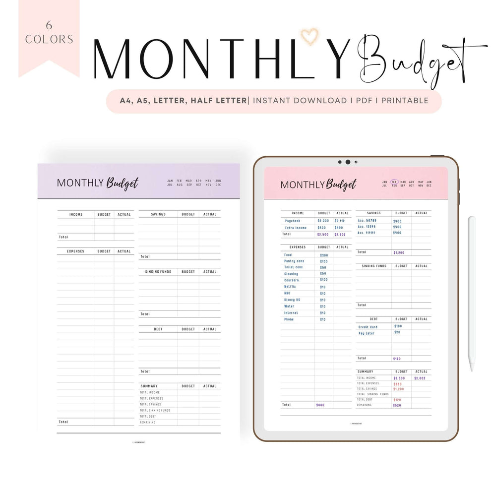 Monthly Budget Tracker Template – mrsneat