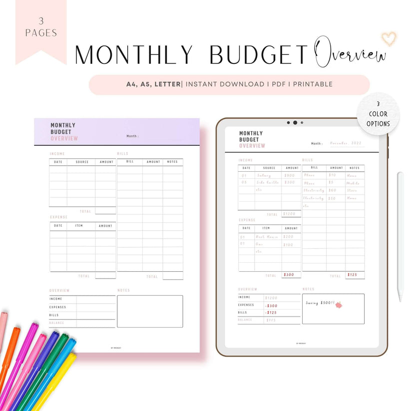 Monthly Budget Overview - M038 – mrsneat