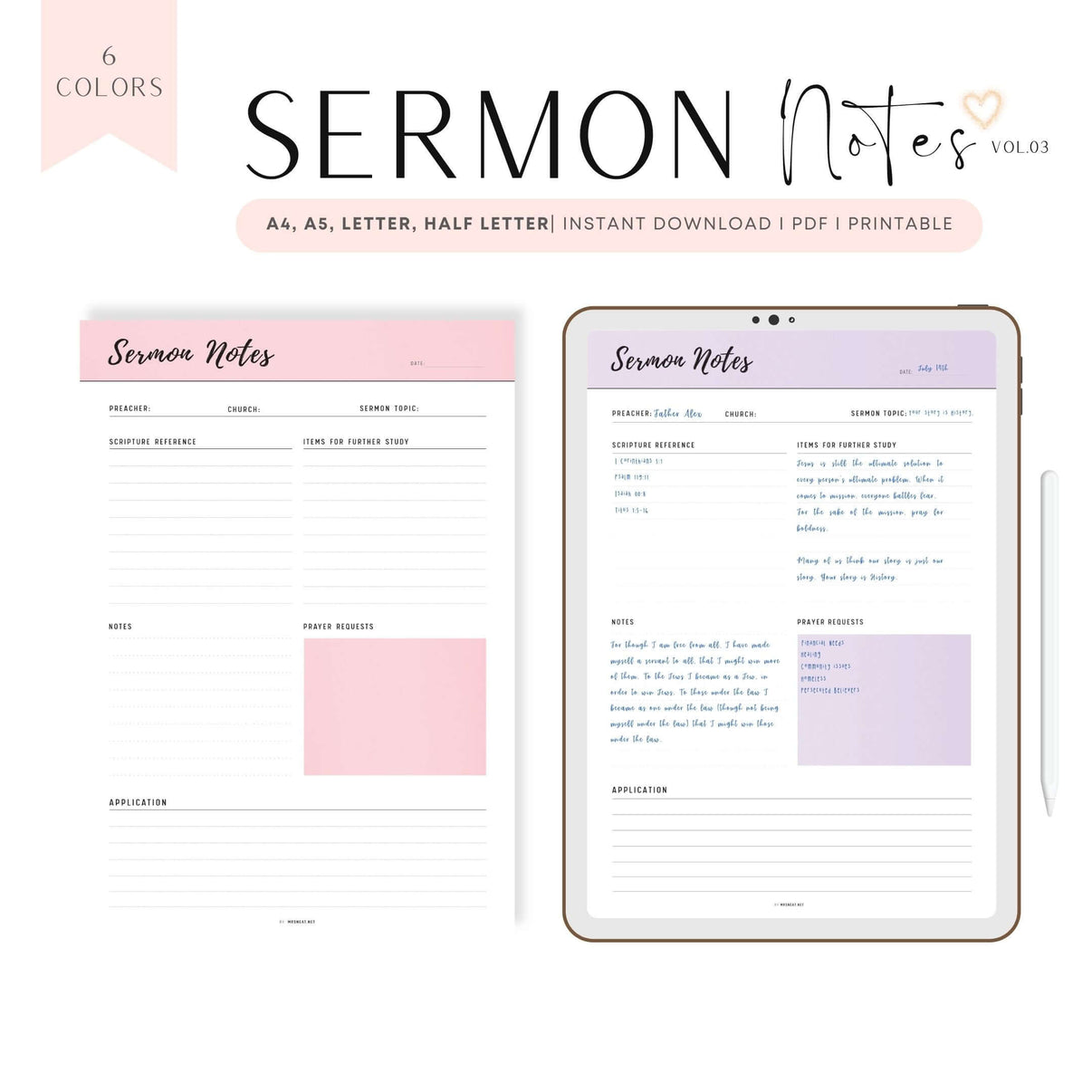 Printable Sermon Notes PDF - M329 – mrsneat
