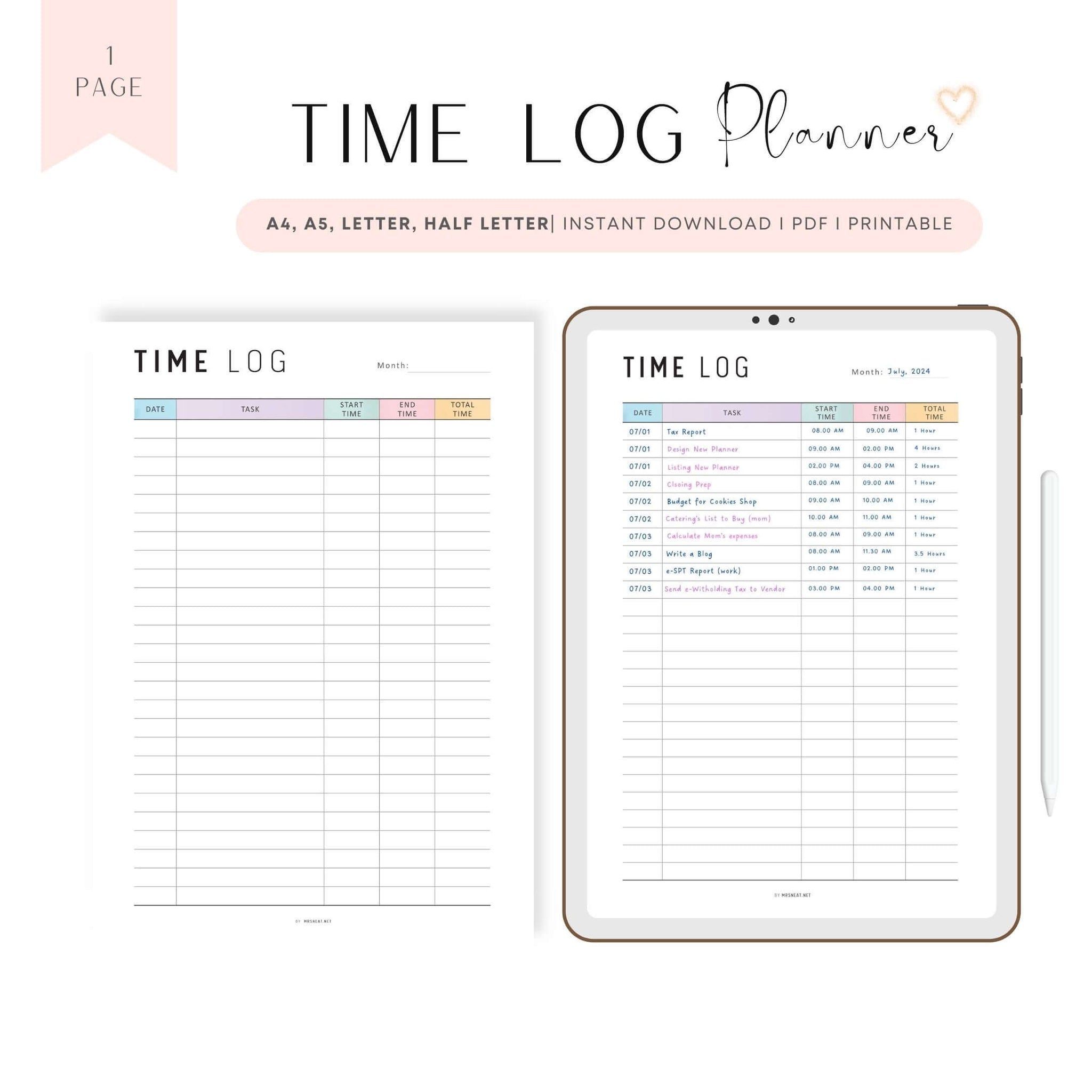 Time Management Planner Printable – mrsneat
