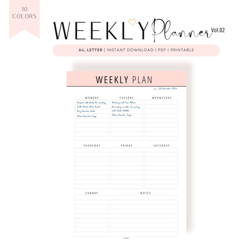 Weekly Planner Template Printable Pdf – mrsneat