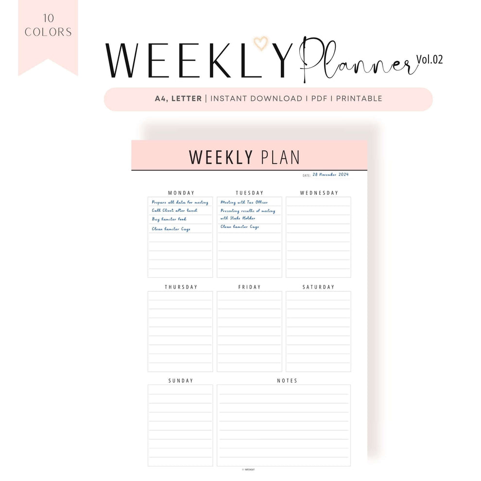 Weekly Planner Template Printable Pdf – mrsneat
